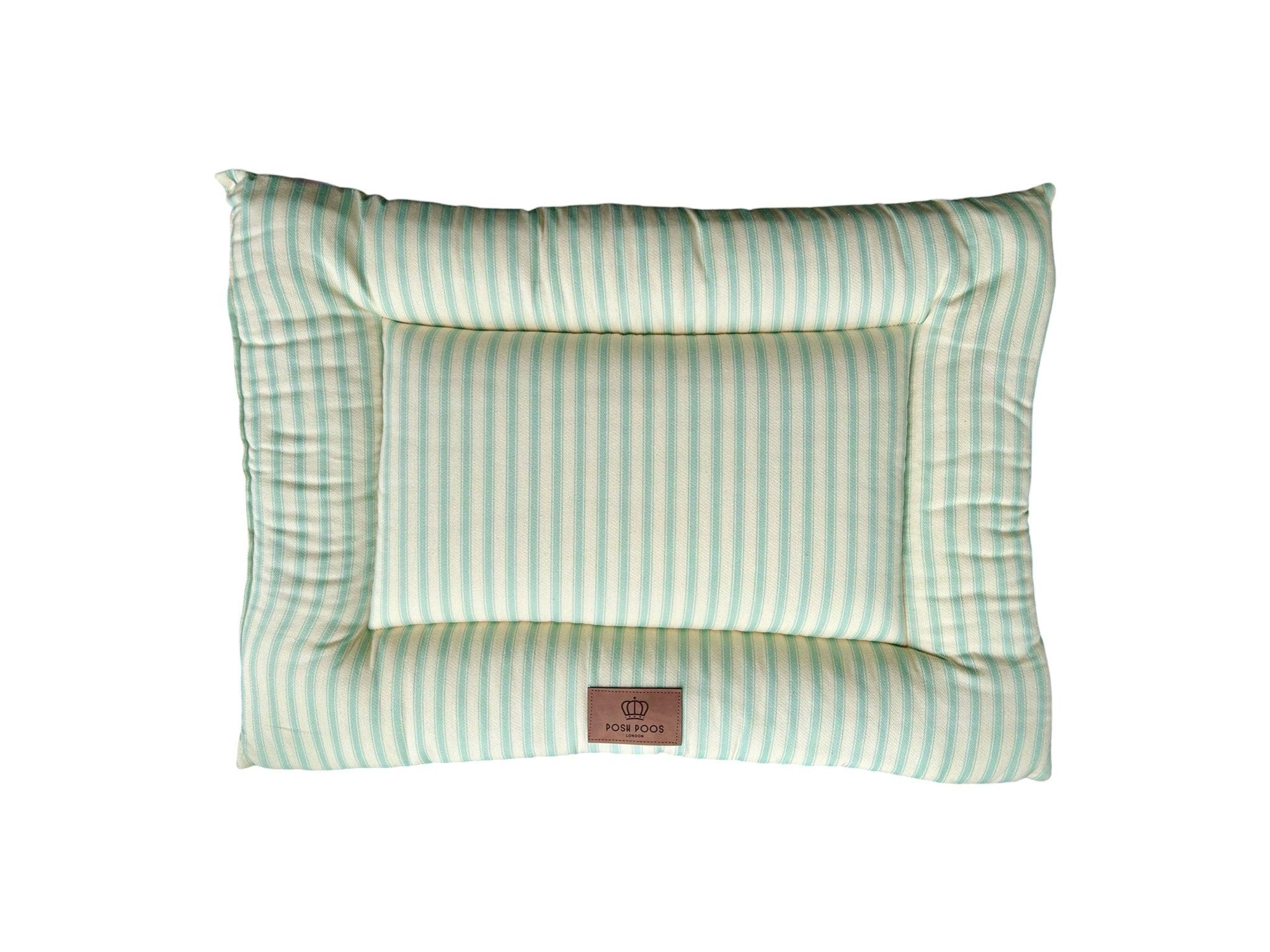 Posh Poos Dog Crate Cushion in Duck Egg Heritage Stripe